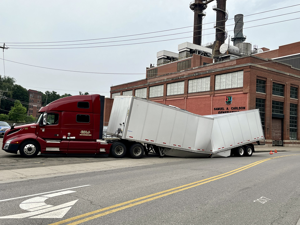 Semi Mishap Occurs In Front Of BPU | News, Sports, Jobs - Post Journal